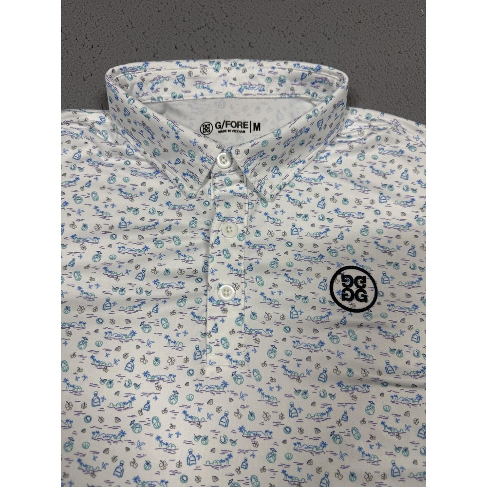G/FORE | Shirts | Gfore Polo Shirt Mens Medium White Island Print Golf ...